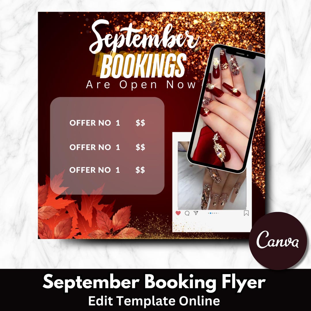 September Booking Flyer: Salon & Beauty Template (digital Download) - Etsy