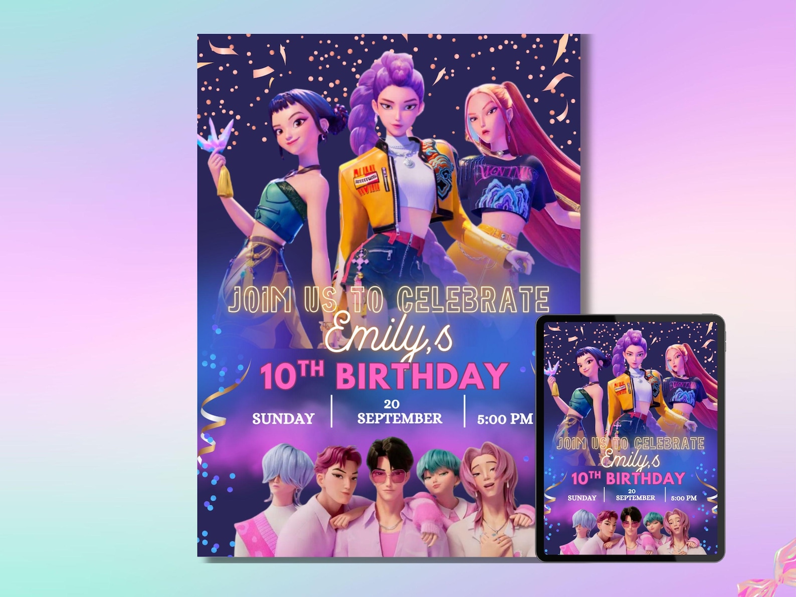 Kpop Demon Hunter Birthday Invitation | Editable Canva Template | Kpop ...