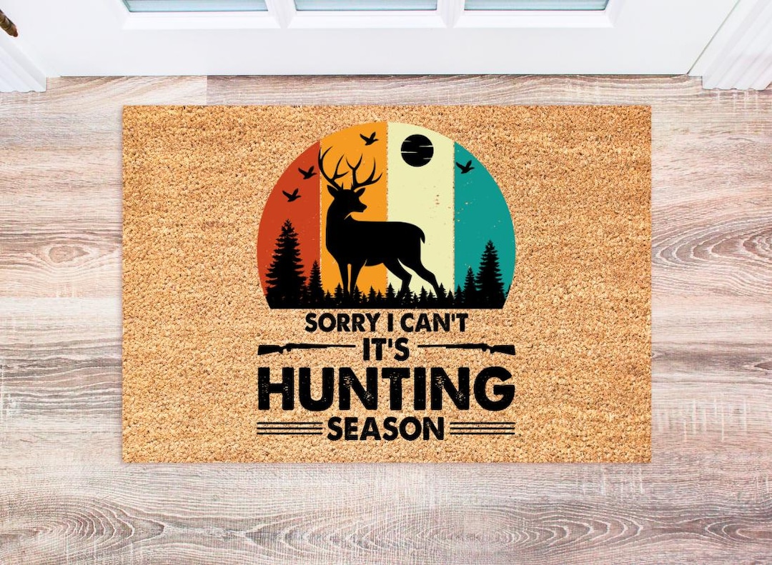 Deer Hunting Door Mat, Antlers Deer Ranch Welcome Mat Rug, Hunting ...