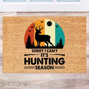 Deer Hunting Door Mat, Antlers Deer Ranch Welcome Mat Rug, Hunting ...