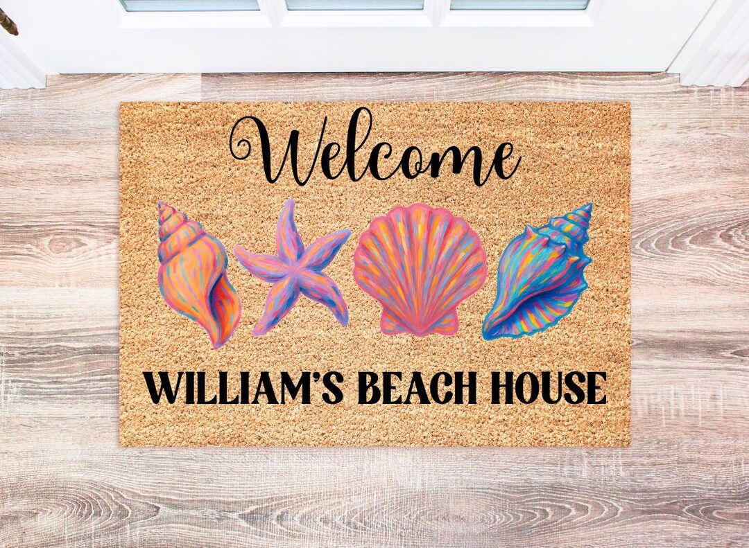 Personalized Beach Door Mat, Custom Welcome Mat, Beach House Decor ...