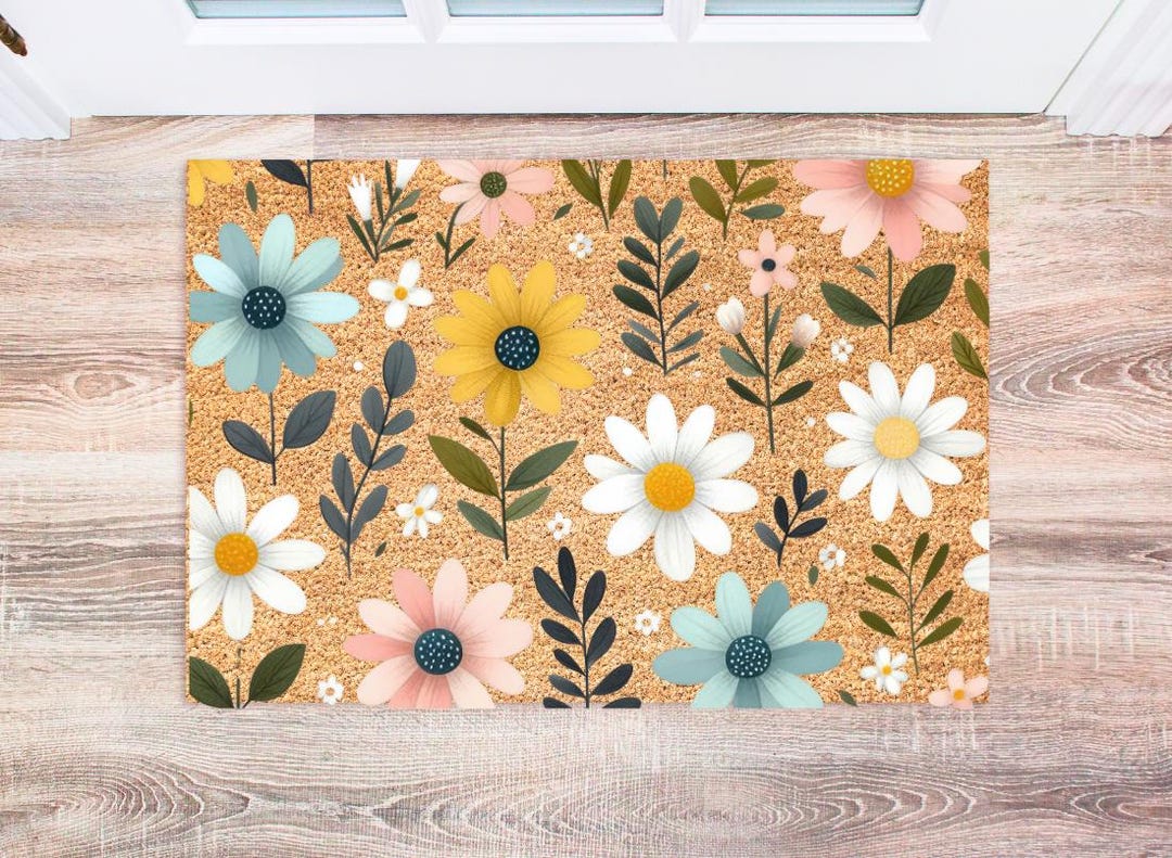 Wildflowers Doormat | Colorful Floral Door Mat | Spring Entry Rug ...