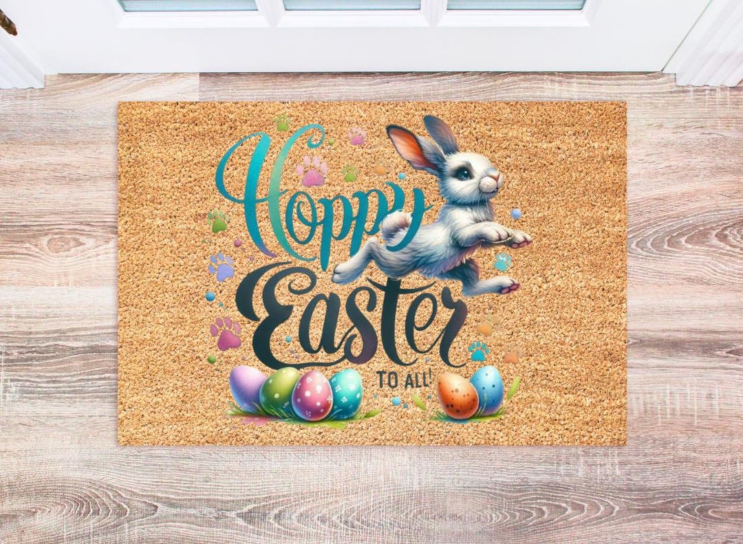 Every Bunny Welcome Coir Doormat - Handlettered Easter Decor - Spring ...