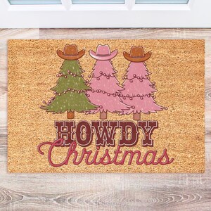 Western Christmas Welcome Mat - Cowgirl Outdoor Doormat | Howdy Door ...