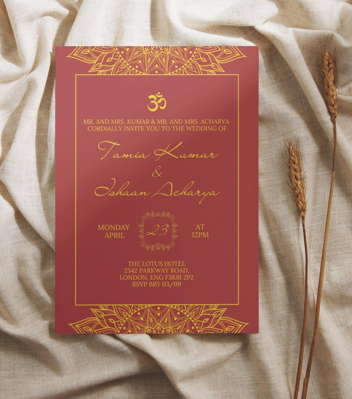 Indian Mandala Wedding Invitation Hindu Digital Invitation Template ...