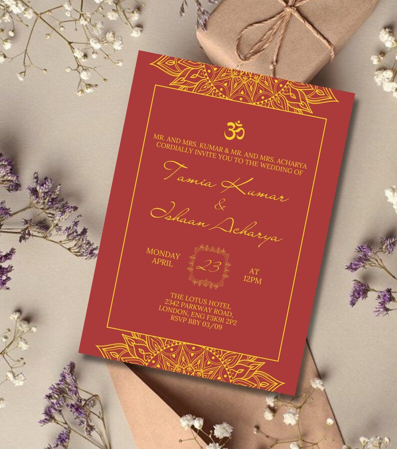Indian Mandala Wedding Invitation Hindu Digital Invitation Template ...
