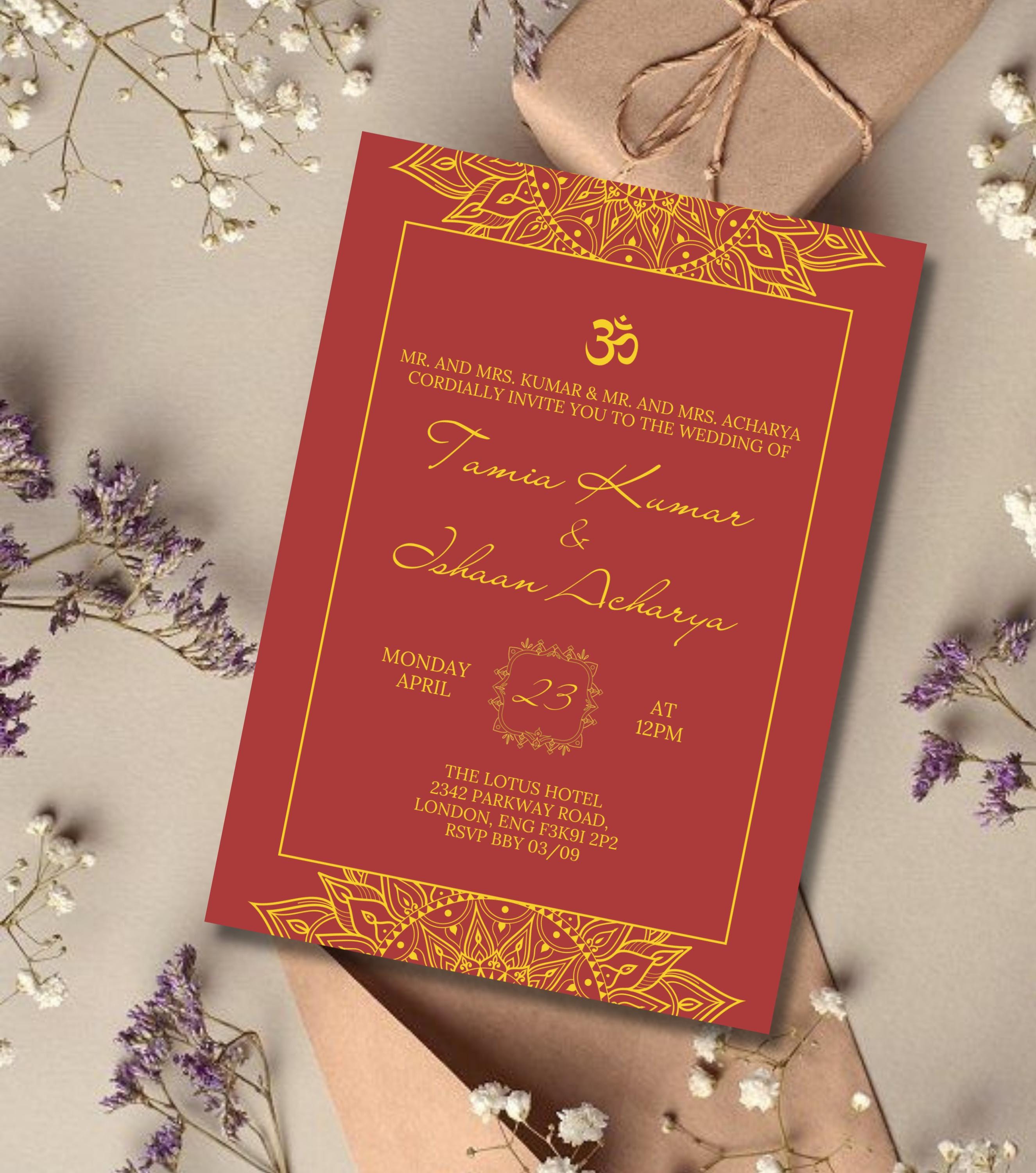 Indian Mandala Wedding Invitation Hindu Digital Invitation Template ...