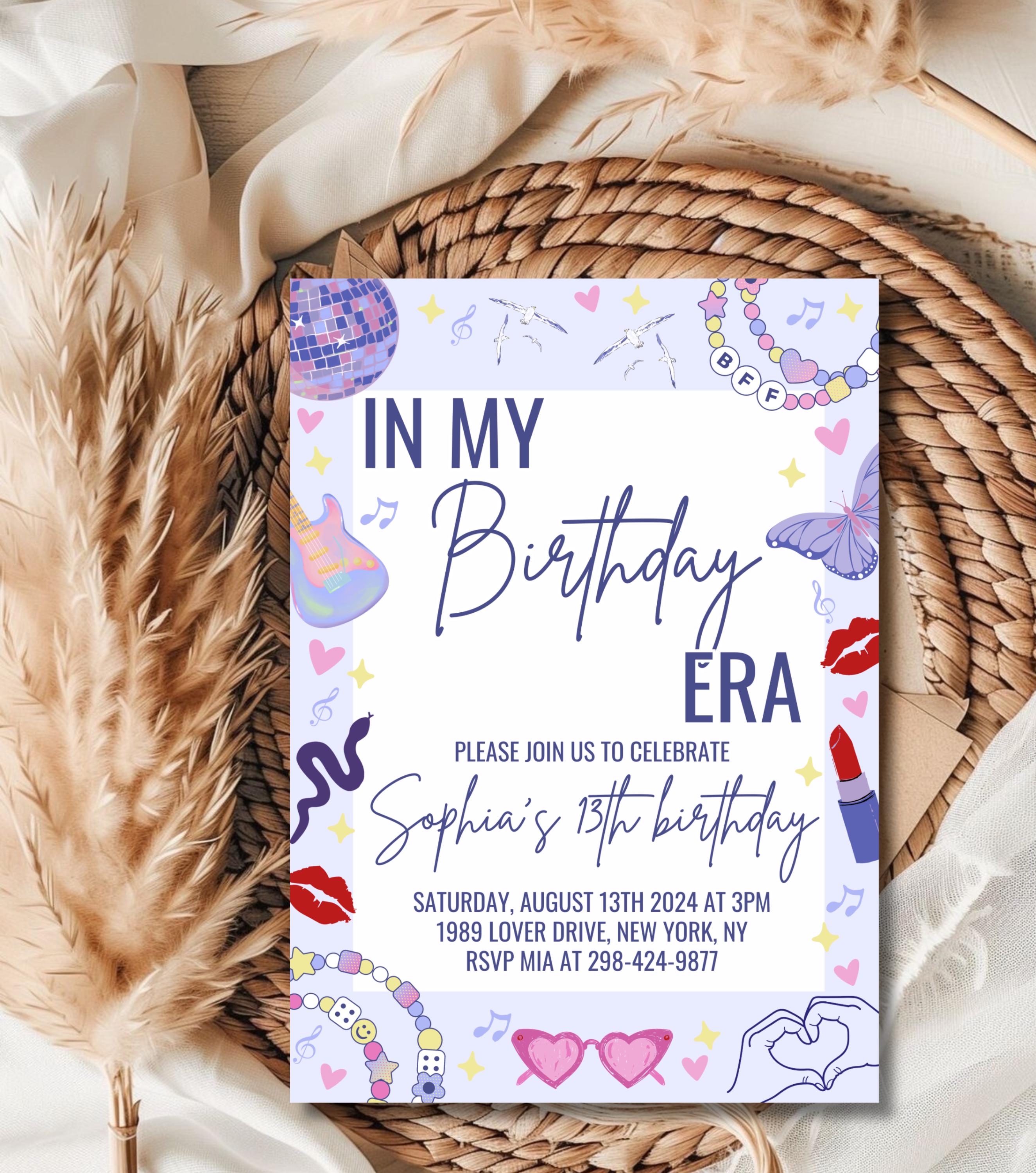 Trendy Taylor Birthday Digital Invitation Eras Party Invite in My ...
