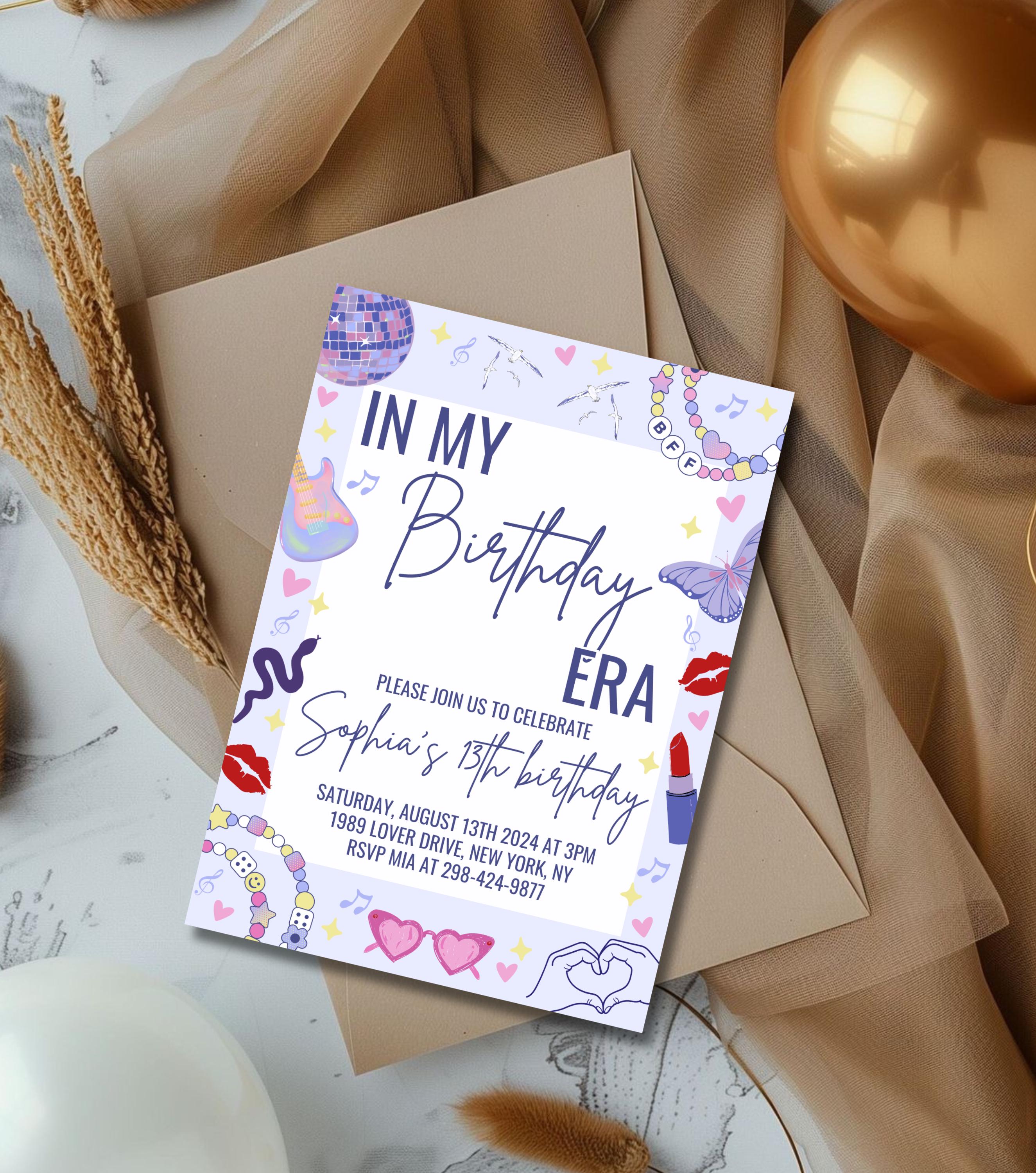 Trendy Taylor Birthday Digital Invitation Eras Party Invite in My ...