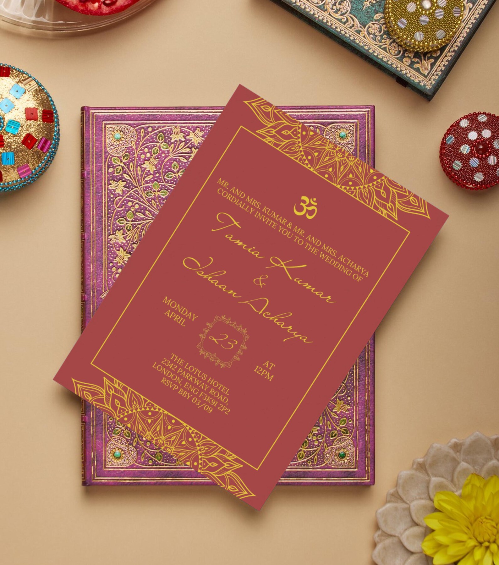 Indian Mandala Wedding Invitation Hindu Digital Invitation Template ...