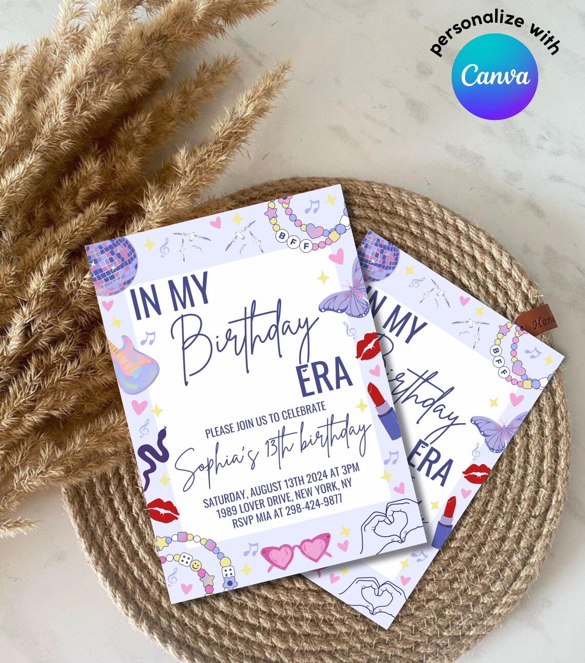 Trendy Taylor Birthday Digital Invitation Eras Party Invite in My ...