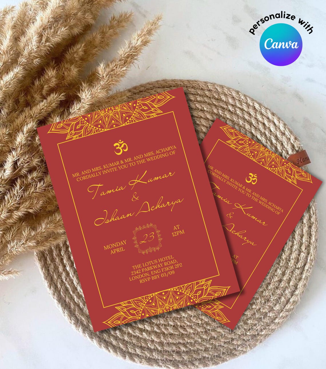Indian Mandala Wedding Invitation Hindu Digital Invitation Template ...