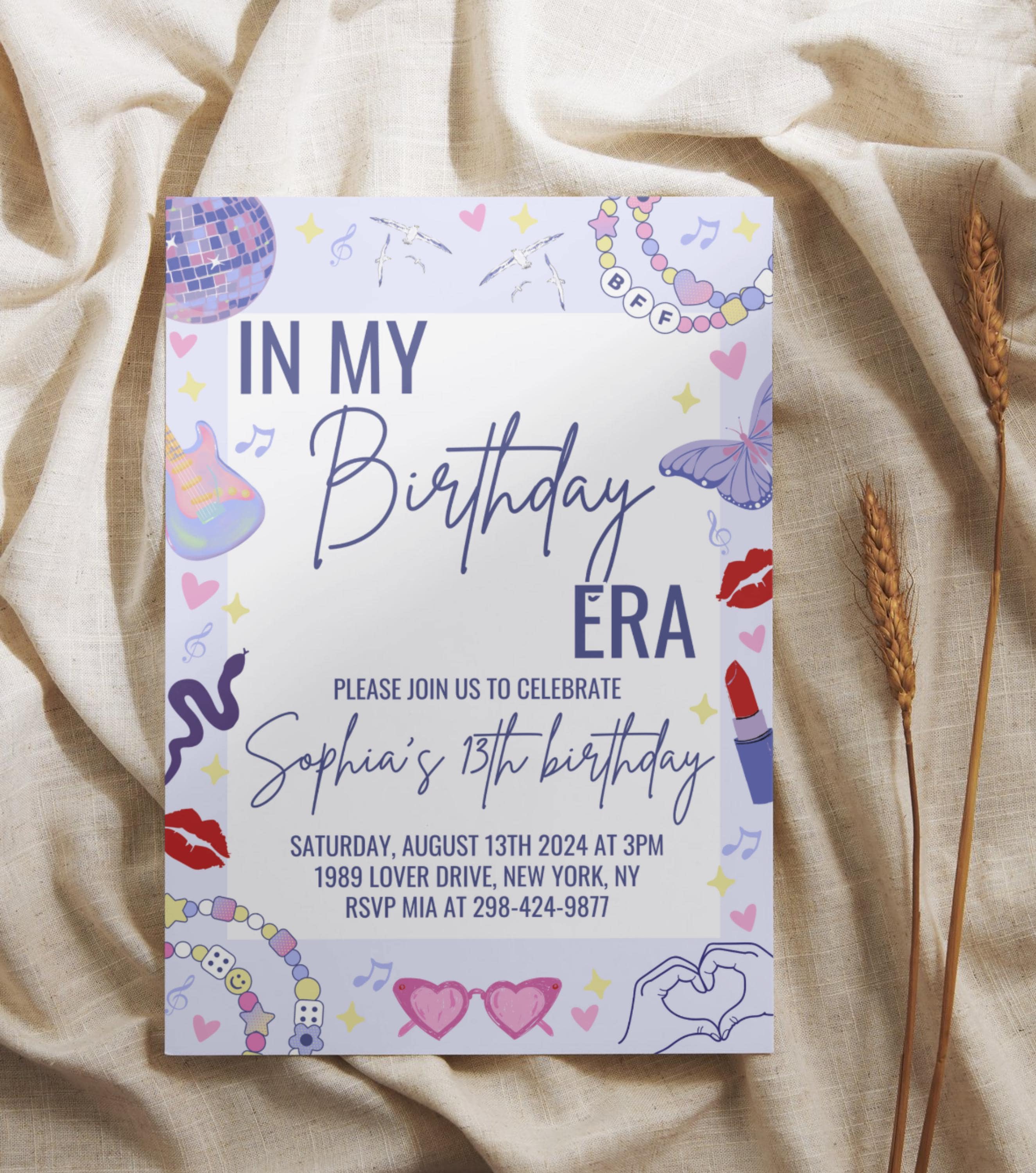 Trendy Taylor Birthday Digital Invitation Eras Party Invite in My ...