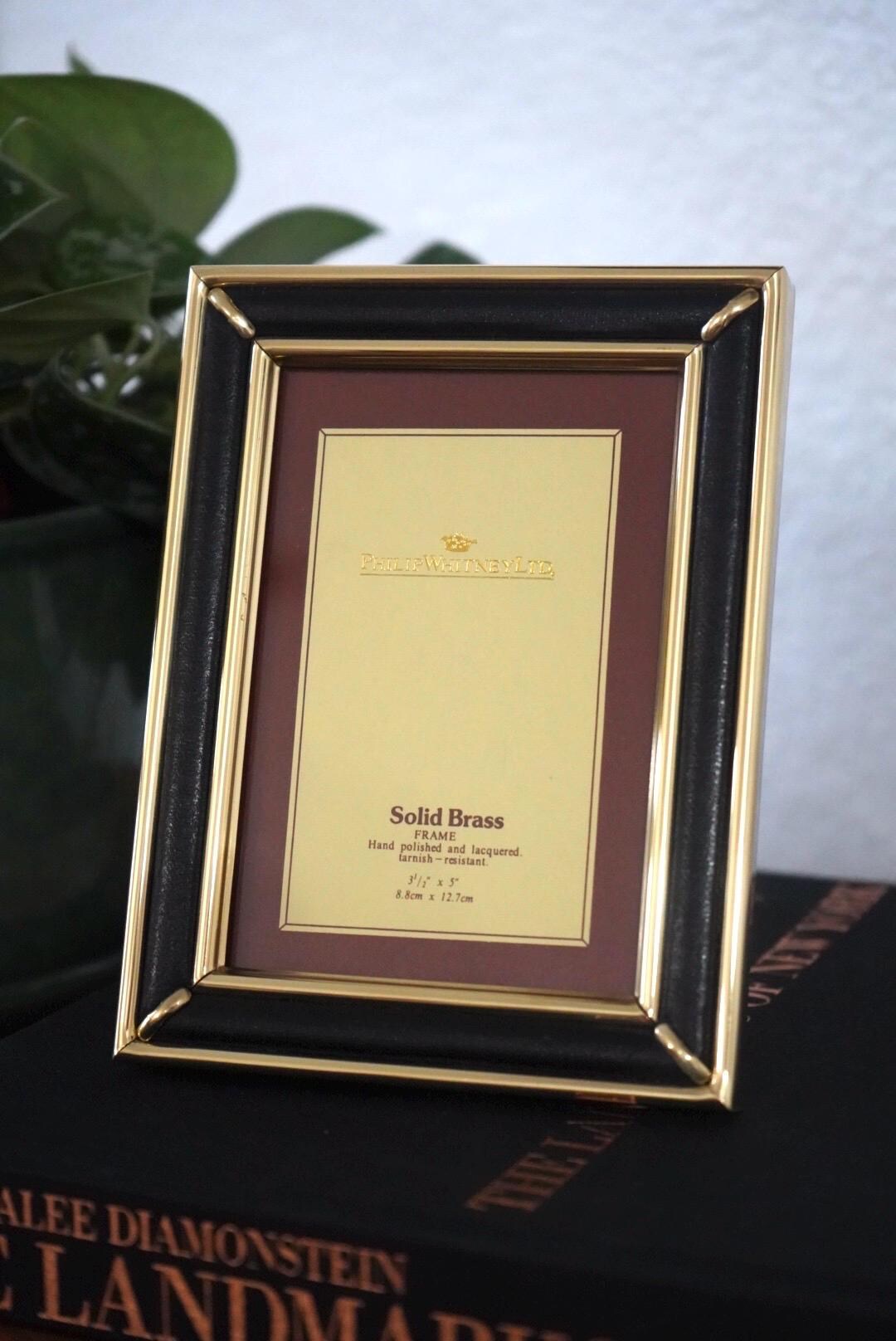 Vintage Philip Whitney LTD Solid Brass/fake Leather Photo Frame. 3 1/2 ...