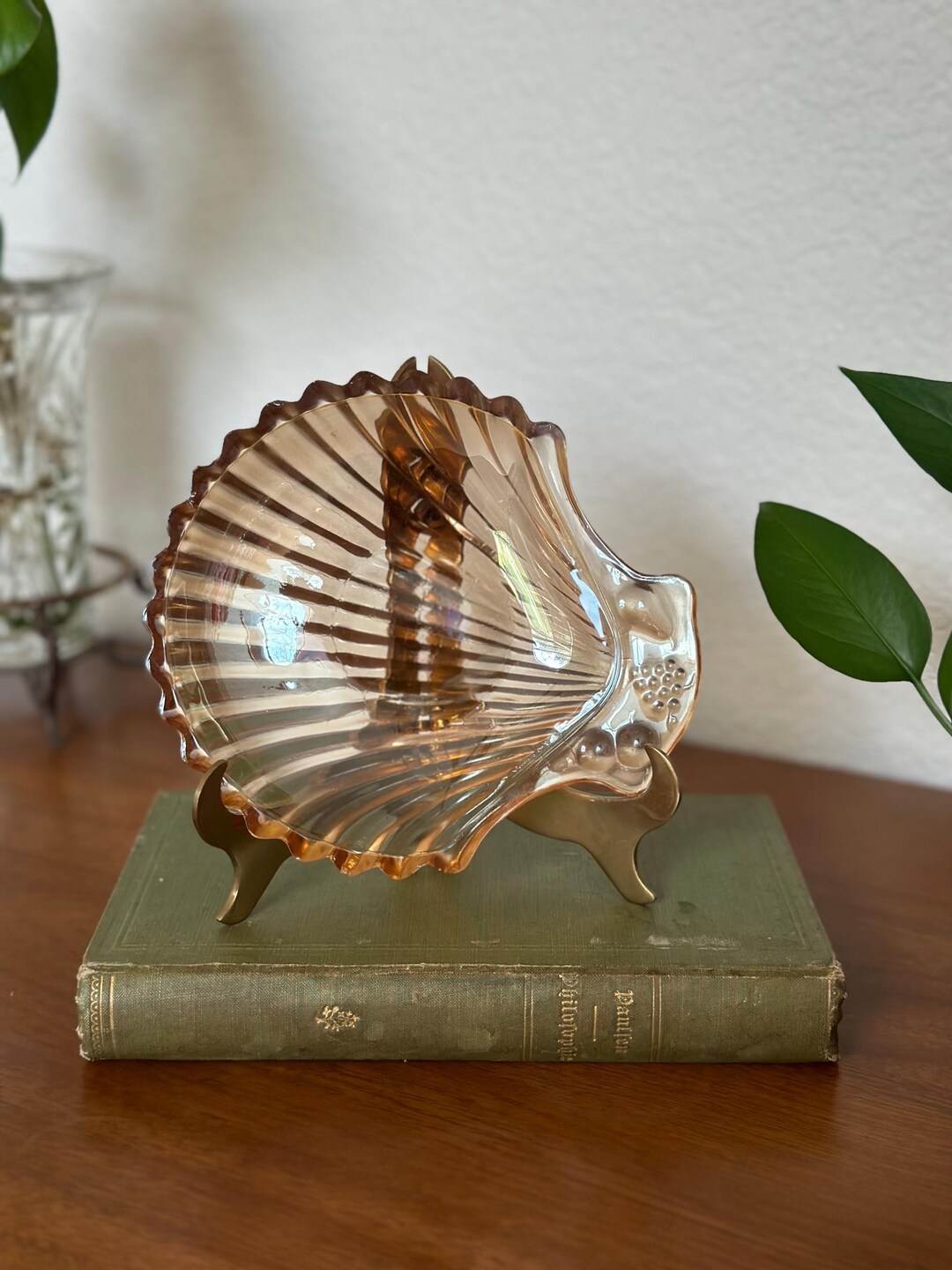 Vintage Golden Iridescent Shell Shaped Trinket Dish - Etsy