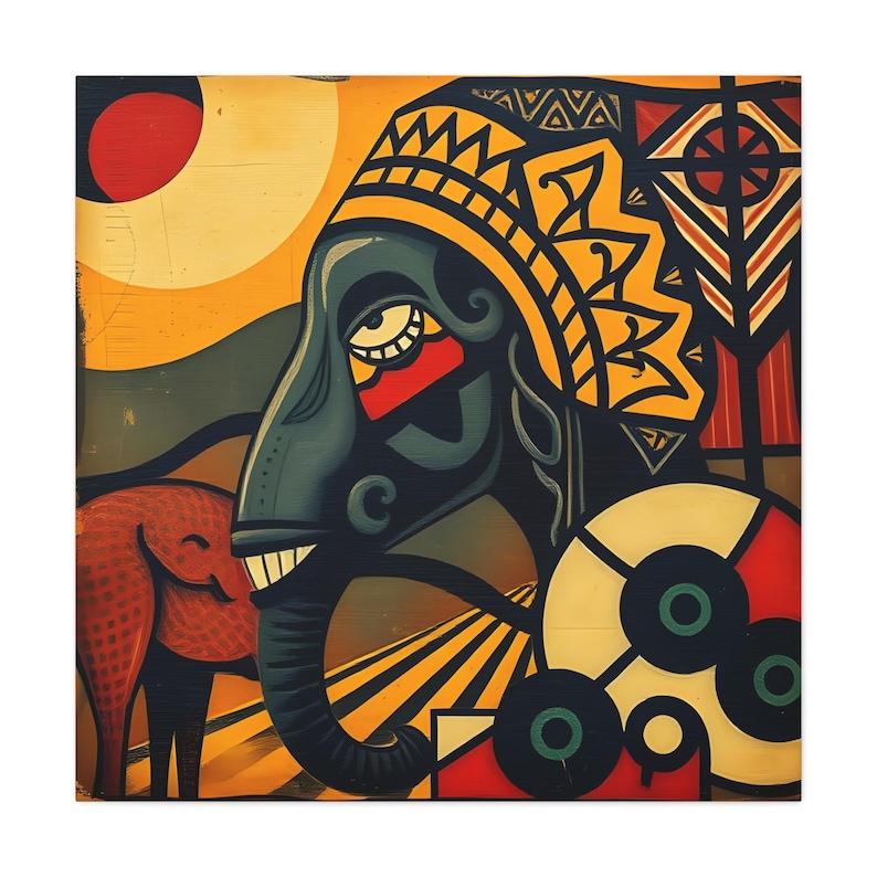 Unique Cubism African Elephant Art | Abstract Tribal Wall Print | Afro ...