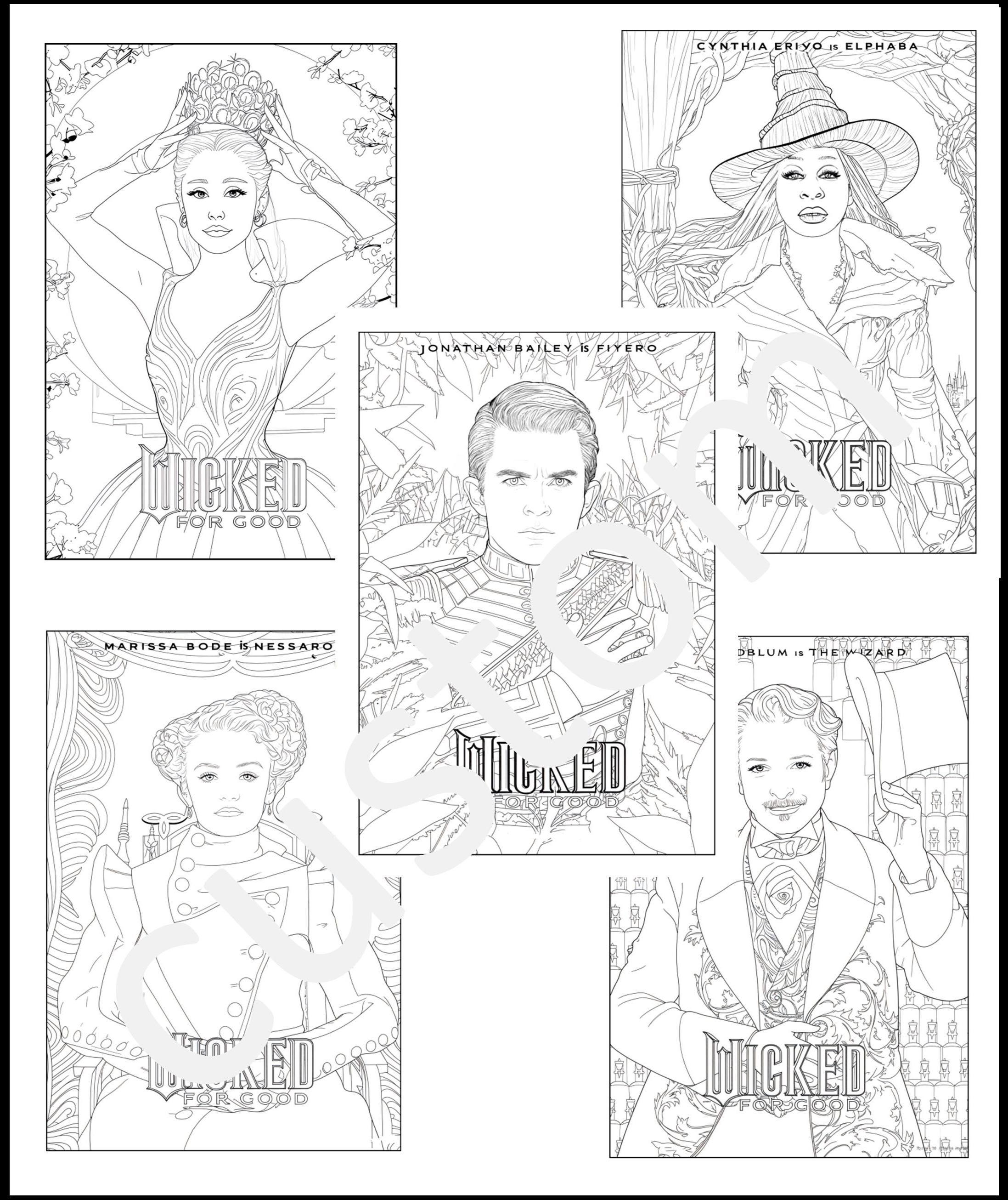 Wicked for Good Colouring Pages - 19 Movie Inspired Character Colouring ...