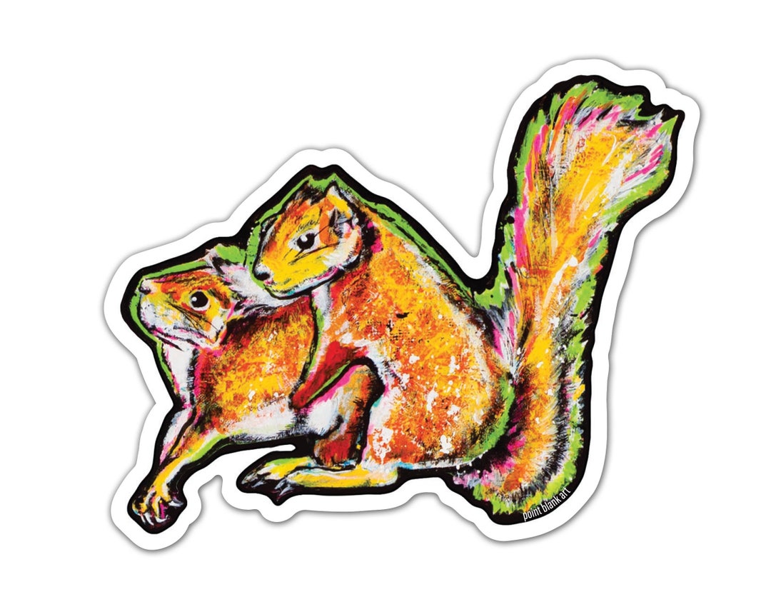 Vinyl Sticker - Squirrel Hug (approx. 4.5 X 3.5") - Squirrels Nature ...