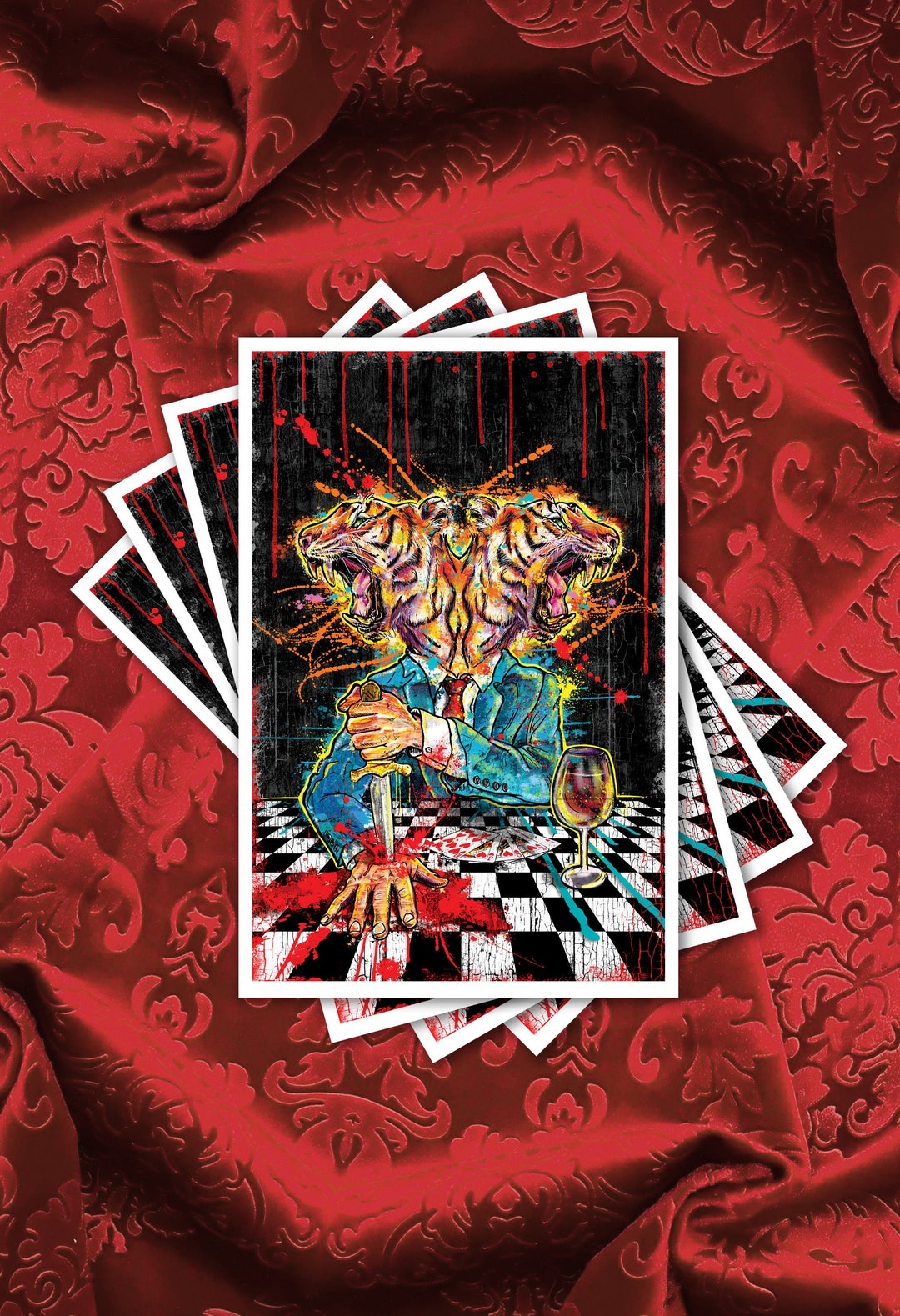 Two Headed Tiger - Dark Art Print - Etsy