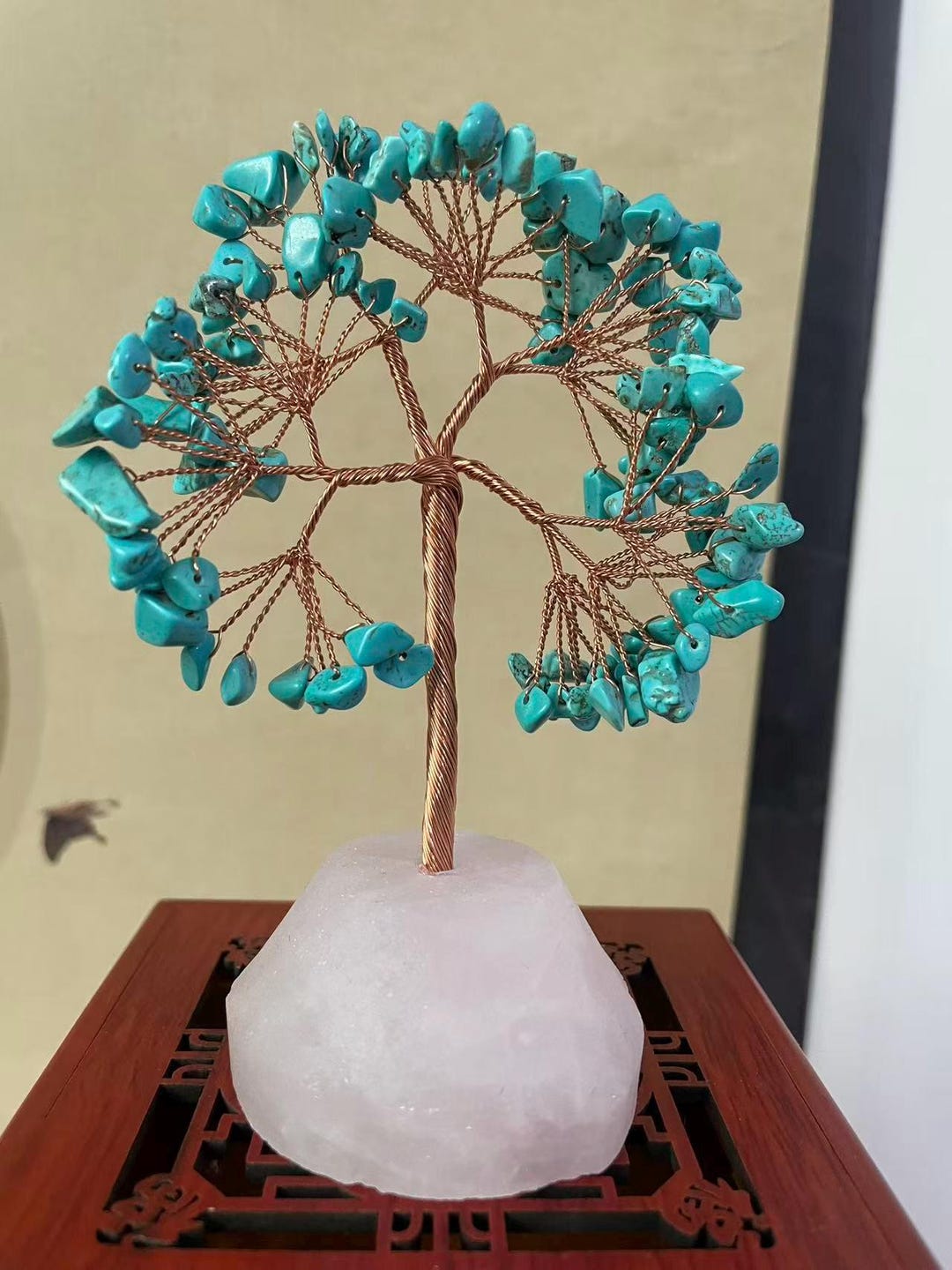 Natural Blue Crystal Tree Wealth Tree Lucky Gem Tree Home Office ...