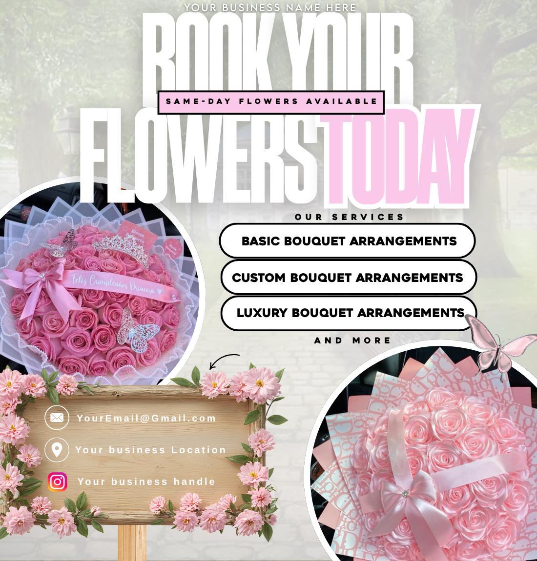 Florist Flyer Template| Flyer's for Florist| Flowers for Sale| Canva ...