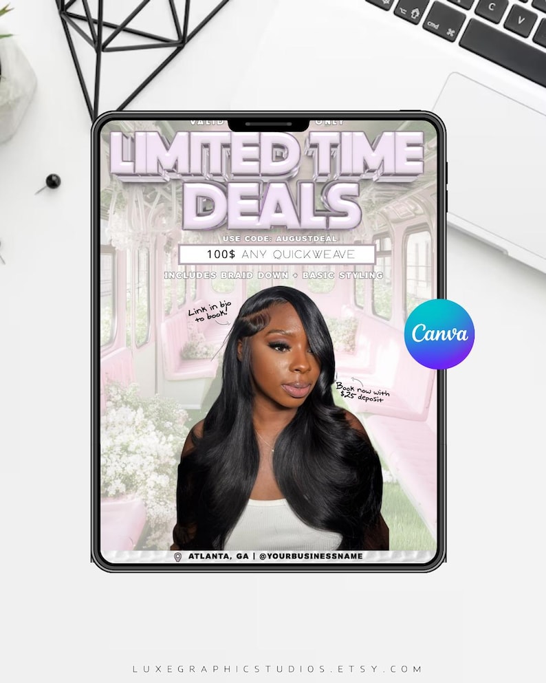 Editable Hair Salon Flyer Template | Canva Design (digital Download) - Etsy