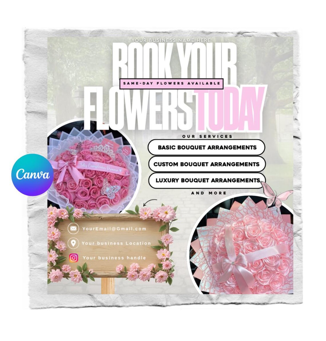 Florist Flyer Template| Flyer's for Florist| Flowers for Sale| Canva ...