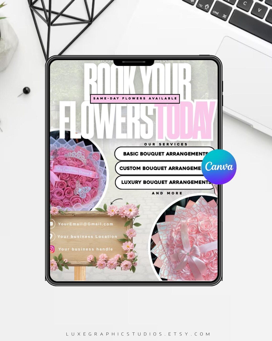 Florist Flyer Template: Editable Canva Design (digital Download) - Etsy