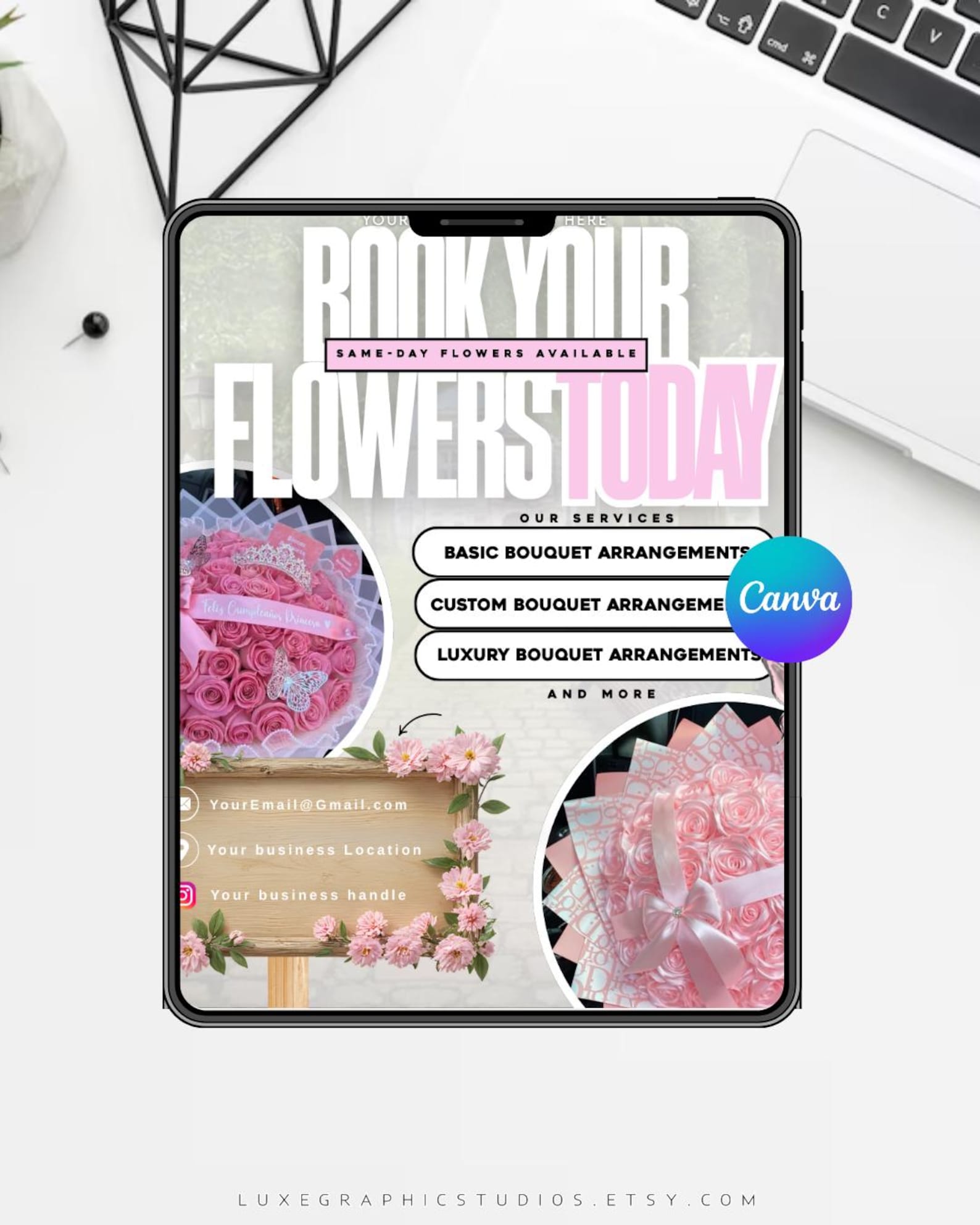 Florist Flyer Template: Editable Canva Design (digital Download) - Etsy