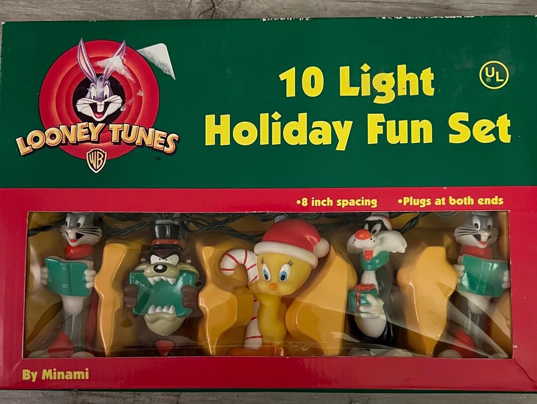 Deadstock Vintage Looney Tunes Christmas String Lights - Taz, Bugs ...