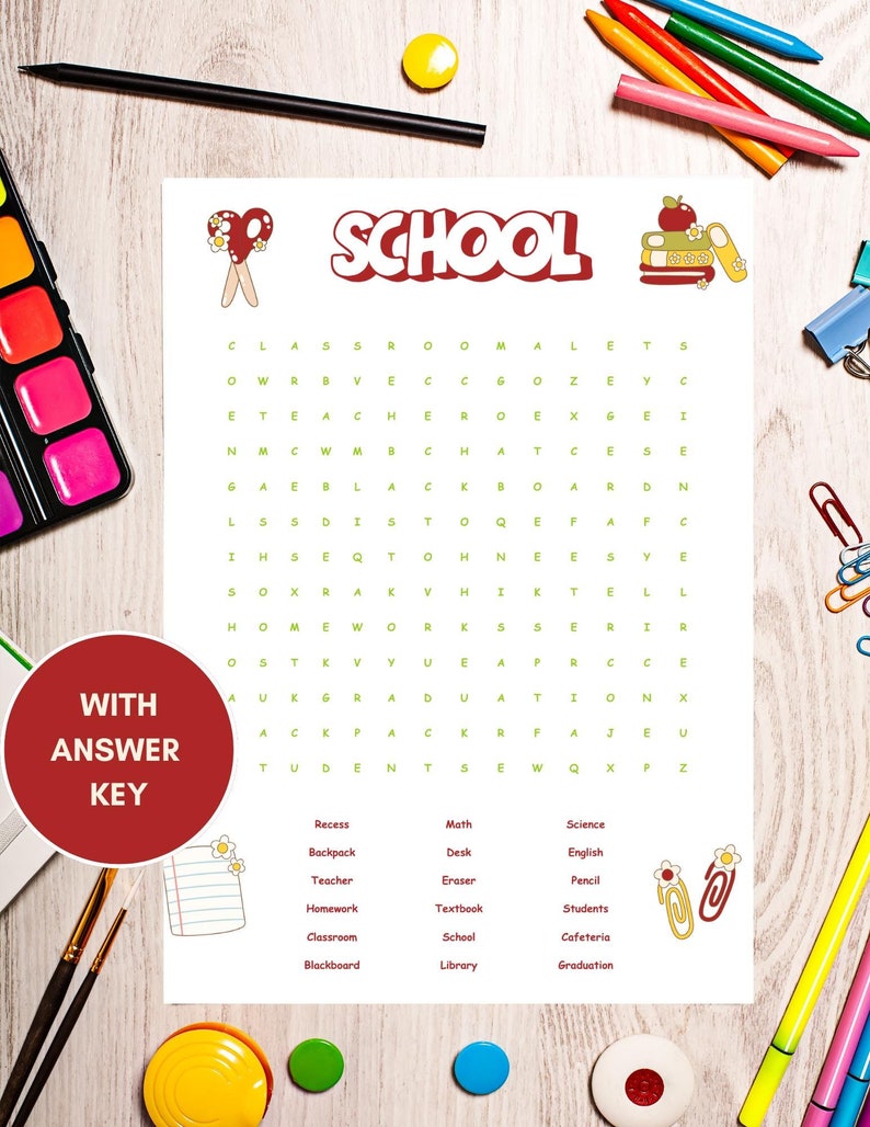 Back to School Daisy Word Search Puzzle Teacher Game With Answer Key ...