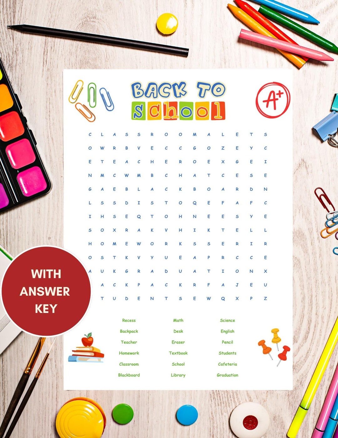 Back to School Word Search Puzzle Teacher Game With Answer Key Teacher ...