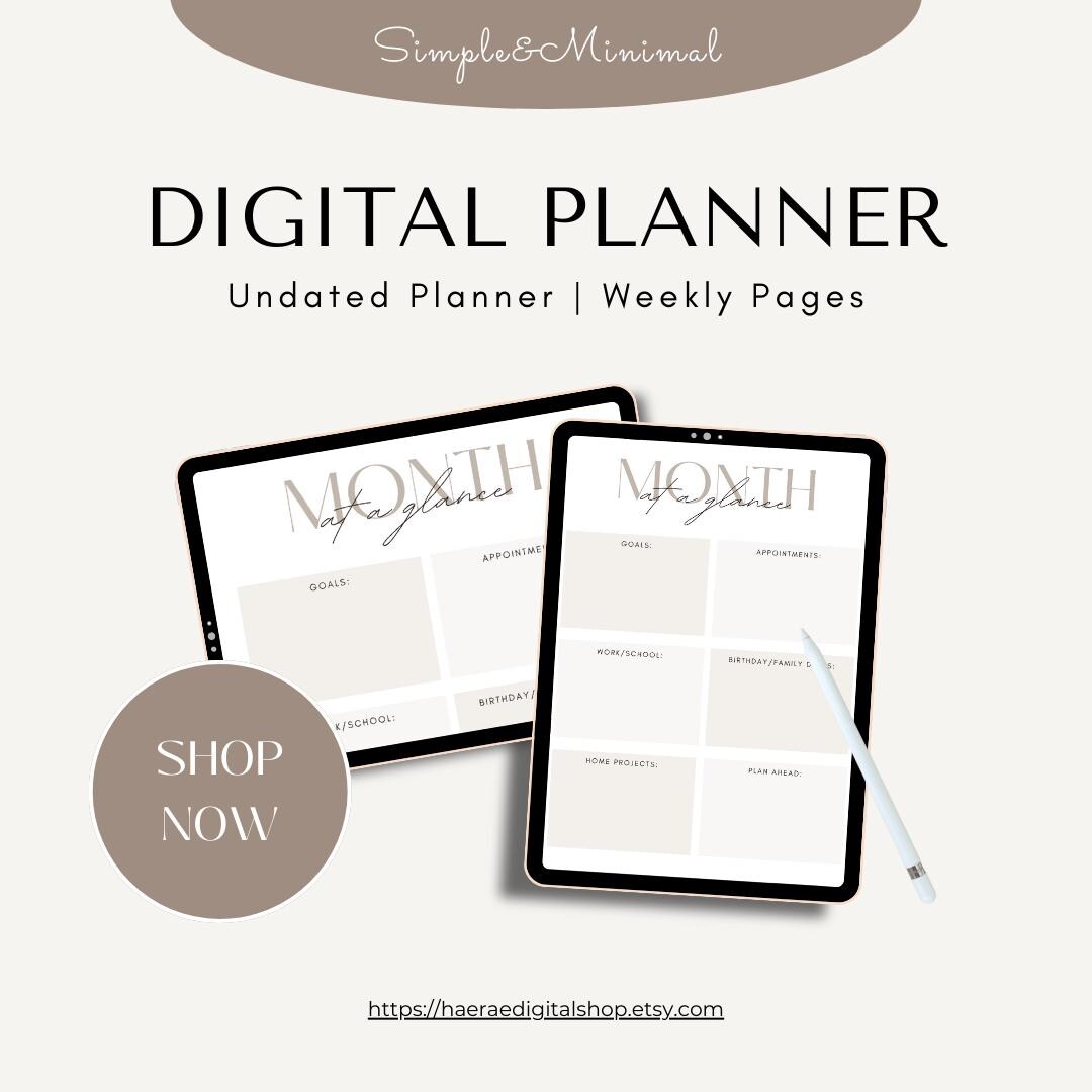 Month at a Glance Weekly Planner Daily Checklist Life Plan Template ...