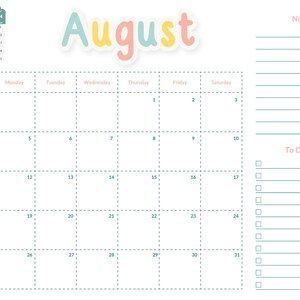 2024 2025 A4 Pastel School Year Calendar Notes Section to Do List ...