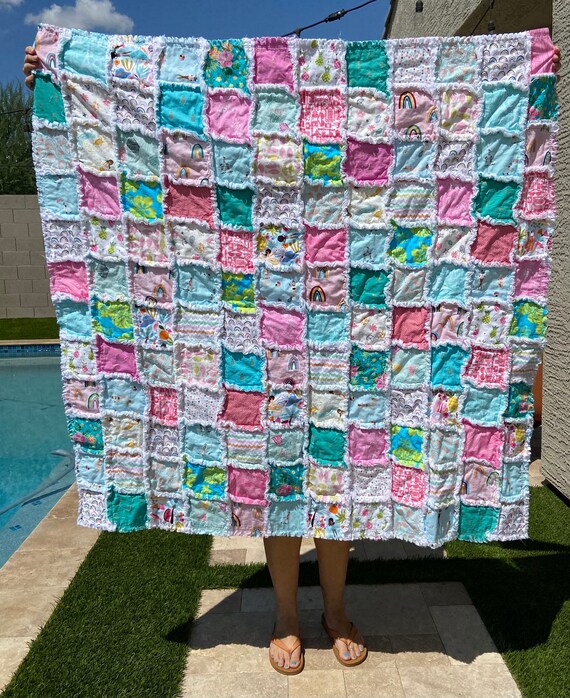 Vintage Patchwork Rainbow Beach Girl Surf Style Rag Quilt - Etsy