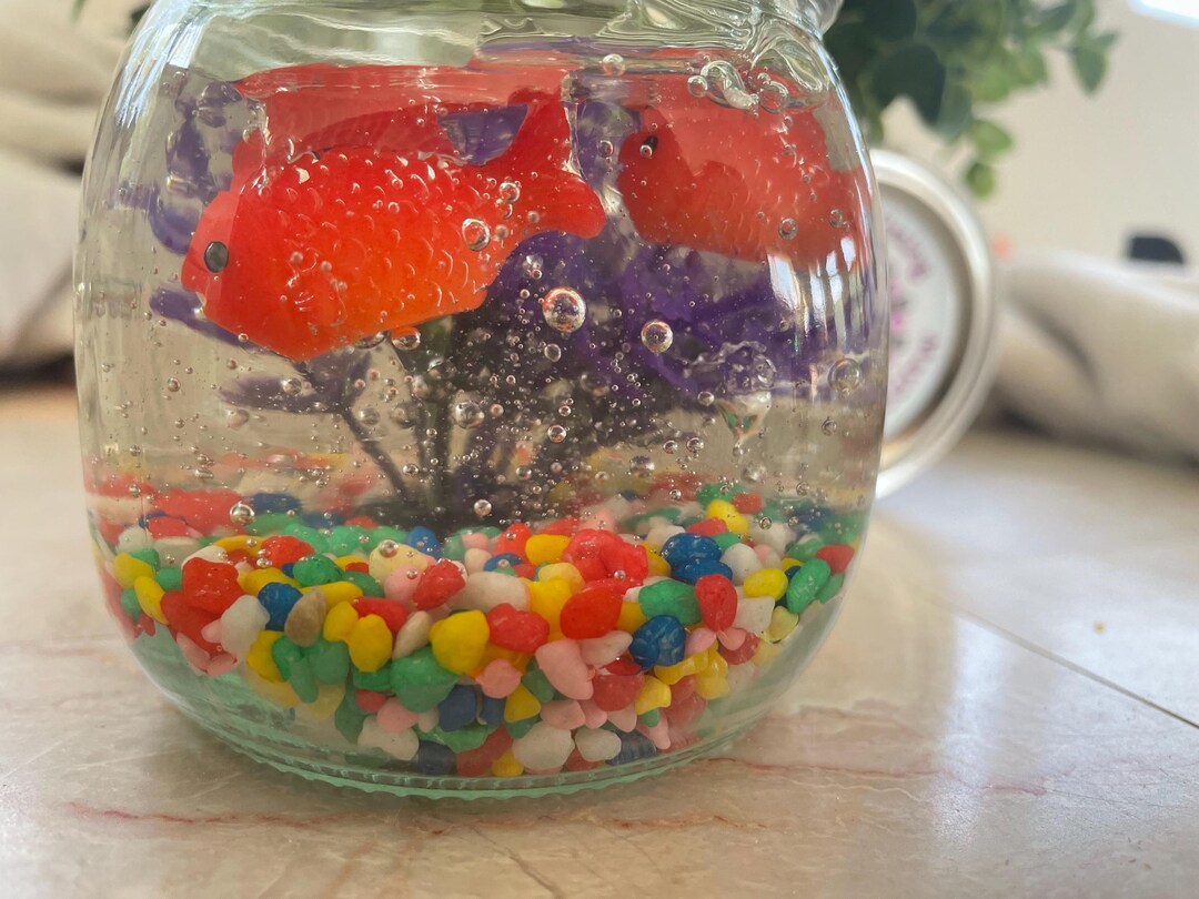 Lost Souls in a Fish Bowl Slime; Clear Slime, Resin Fish, Gravel, Plant ...