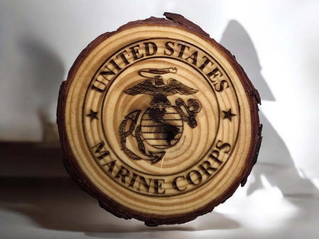 United States Marine Corps Live Edge Wood Coasters/round/laser Engraved ...