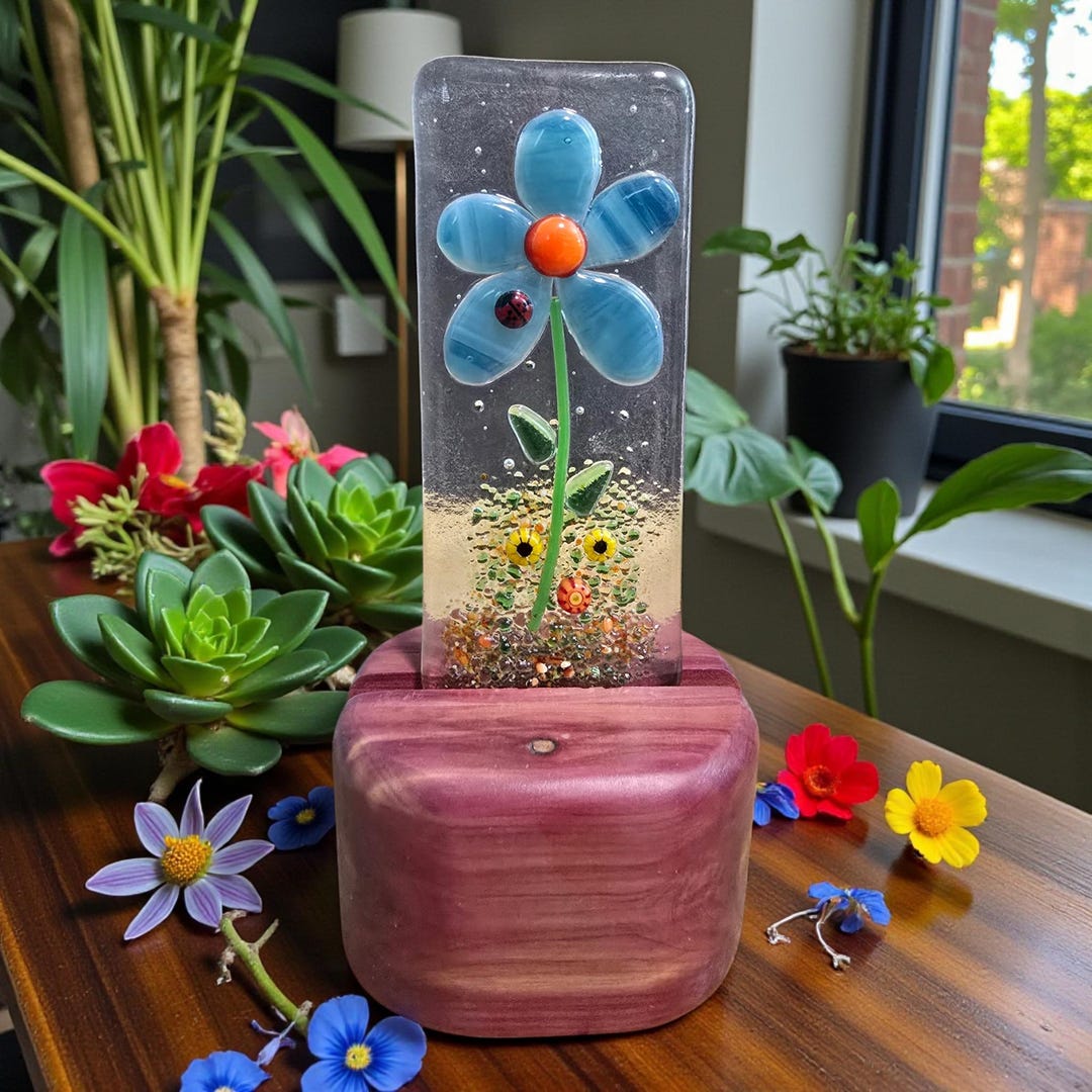 Fused Glass Table Top Flower Suncatcher - Etsy