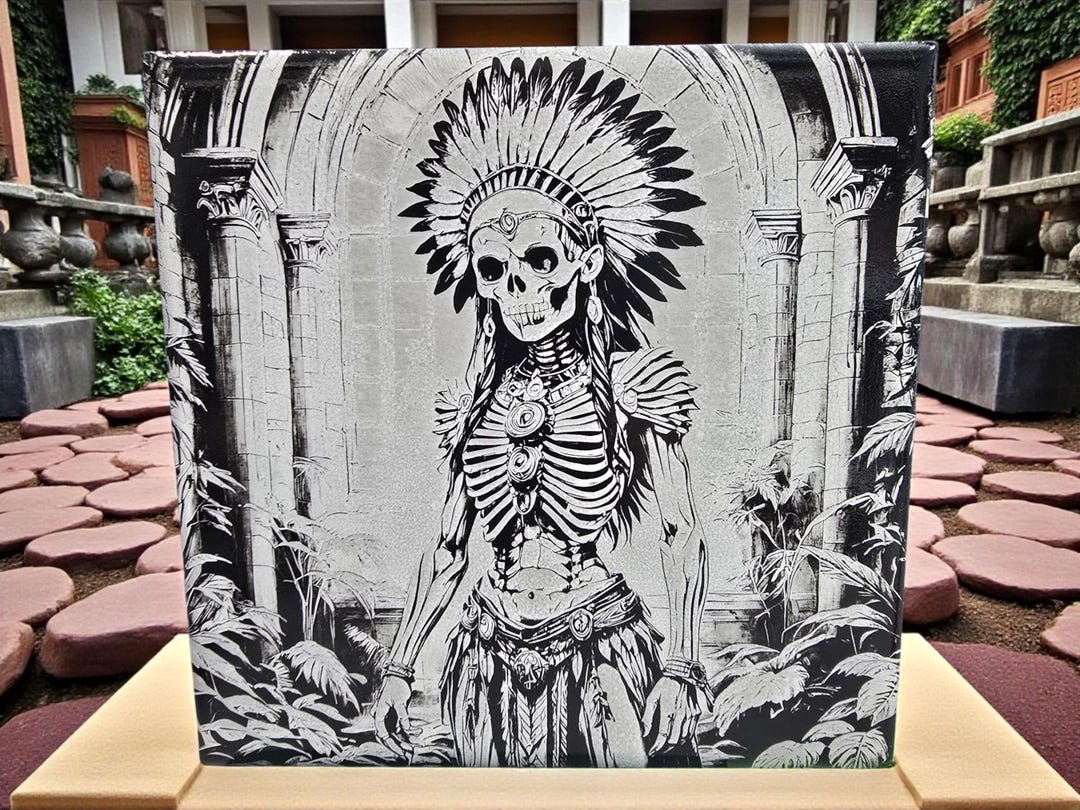 Ceramic Tile Laser Engraved Native Indian Skeleton - Etsy