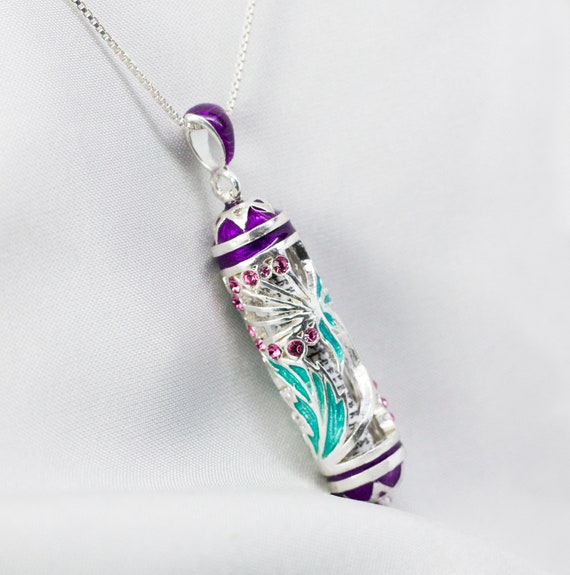 Dandelion Flower Mezuzah Necklace Jewish Jewelry Hebrew | Etsy