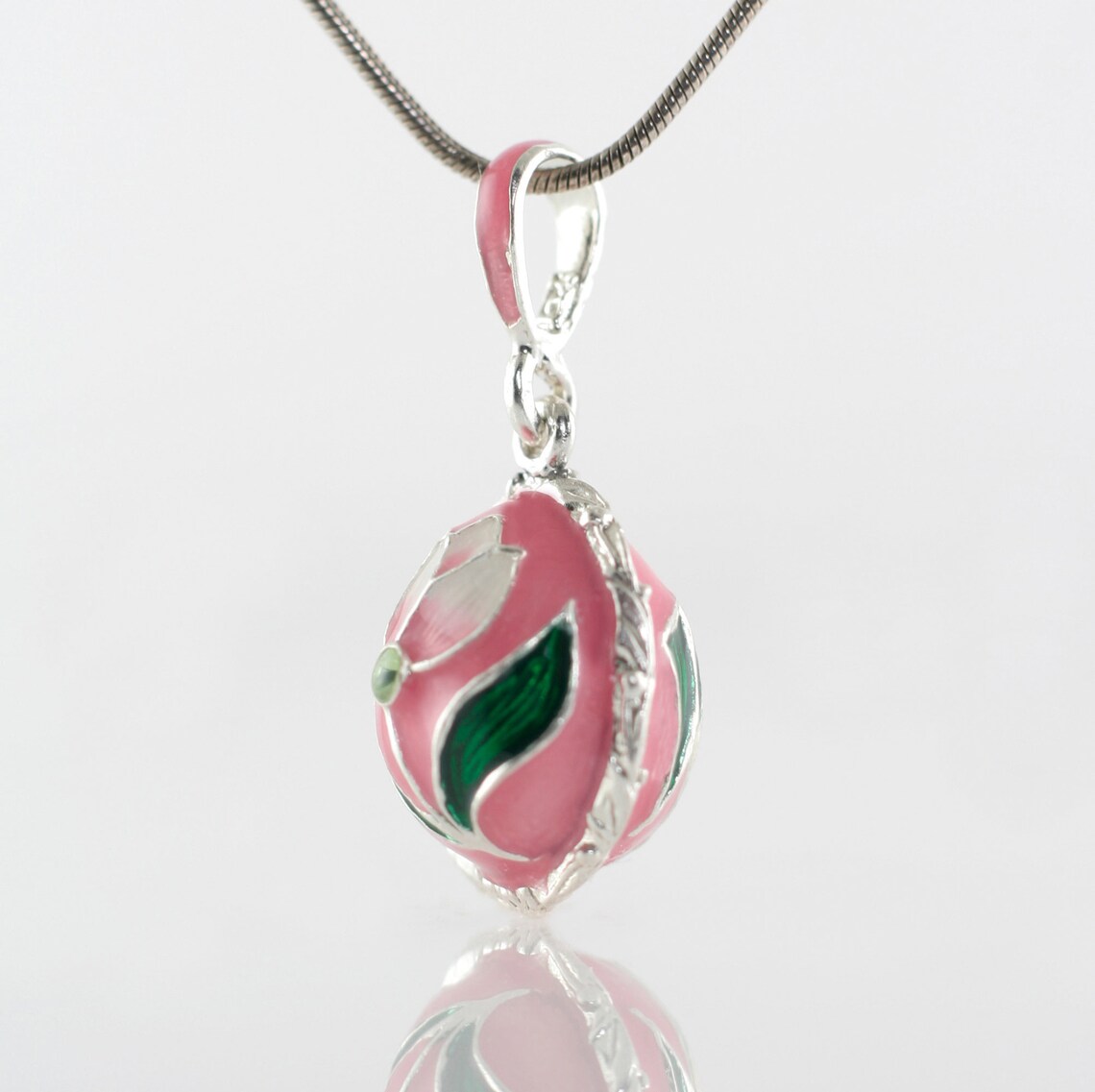 Pink Tulip Necklace Flower Pendant Enamel Tulip Jewelry | Etsy