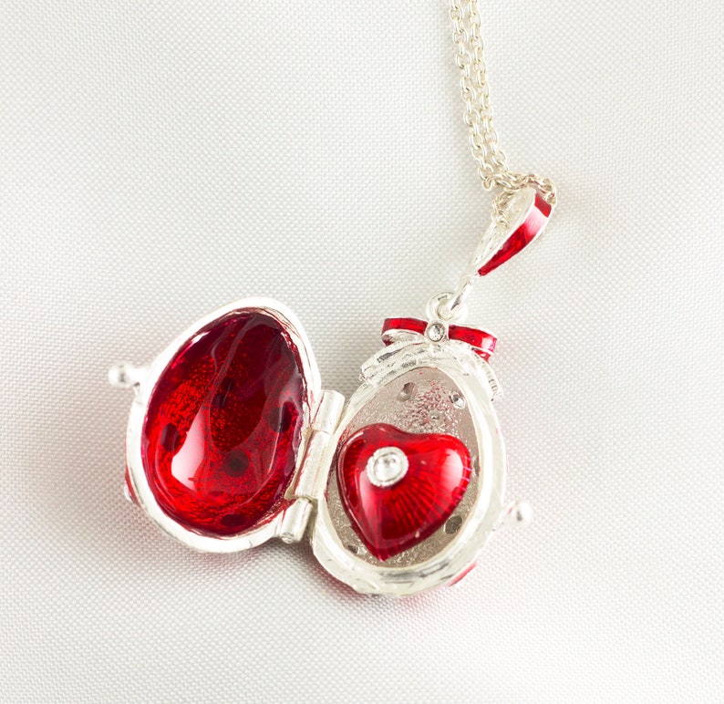 Ladybug Locket, Heart Surprise Pendant, Egg Locket Red Black Ladybird ...