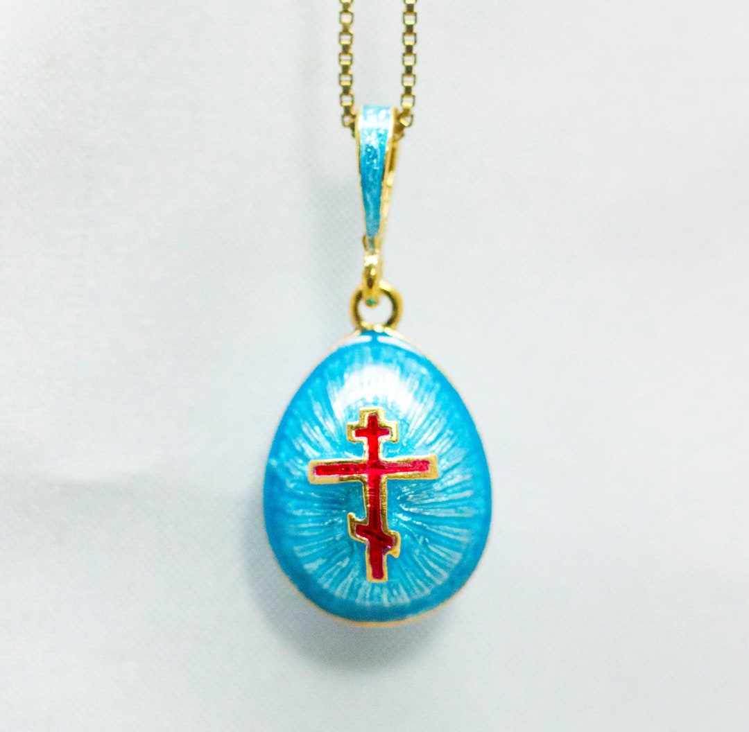 Slavic Cross Pendant With Moravian Star, Red Orthodox Cross on Blue ...