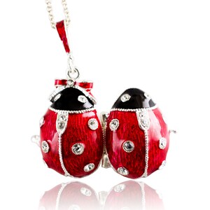 Ladybug Locket, Heart Surprise Pendant, Egg Locket Red Black Ladybird ...