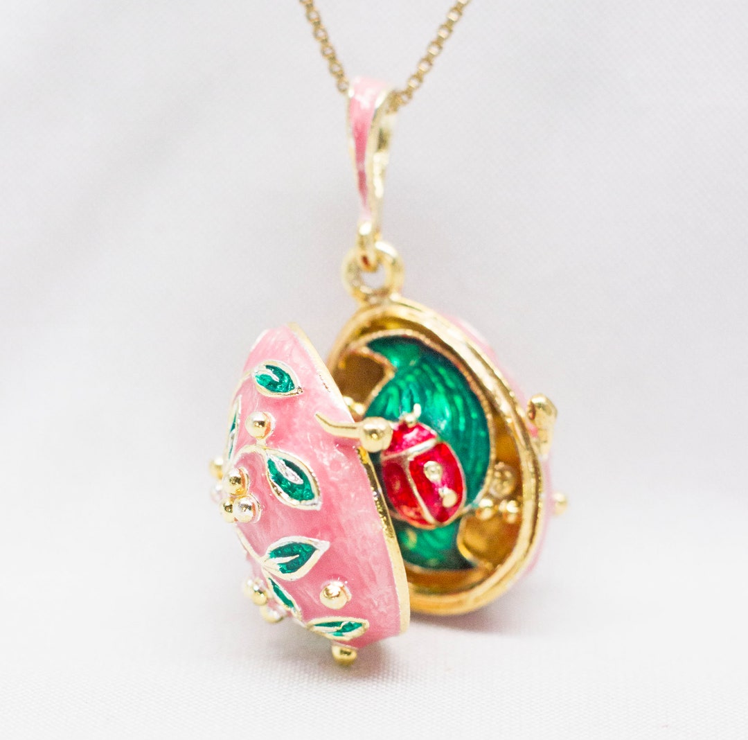 Pink Locket With Ladybug Surprise Enameled Pendant Sterling - Etsy