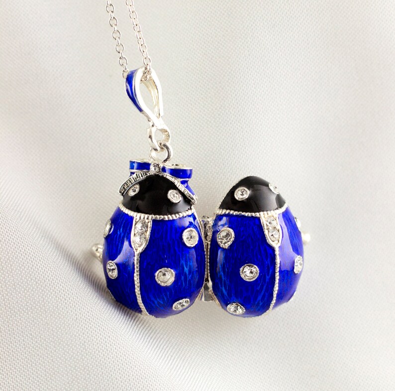 Ladybug Locket Heart Surprise Pendant Egg Locket Red Black - Etsy