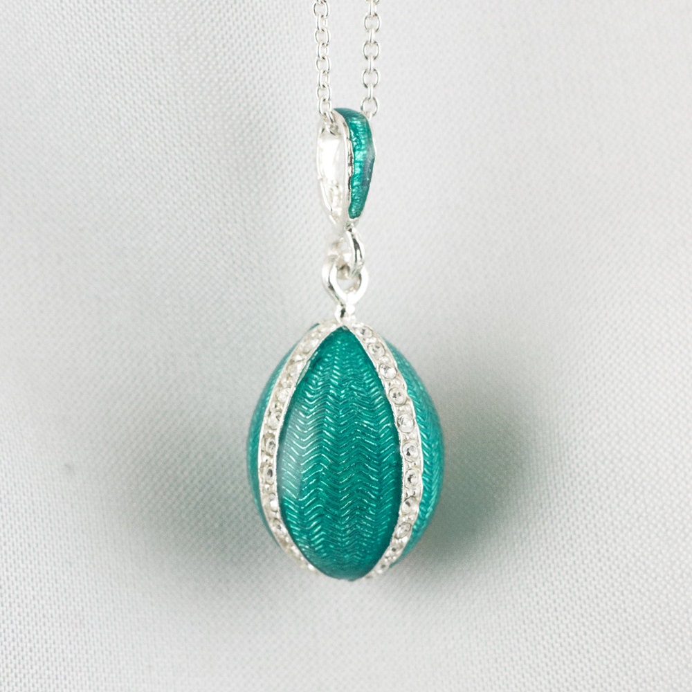 Emerald Green Pendant Guilloche Enamel Jewelry Easter | Etsy