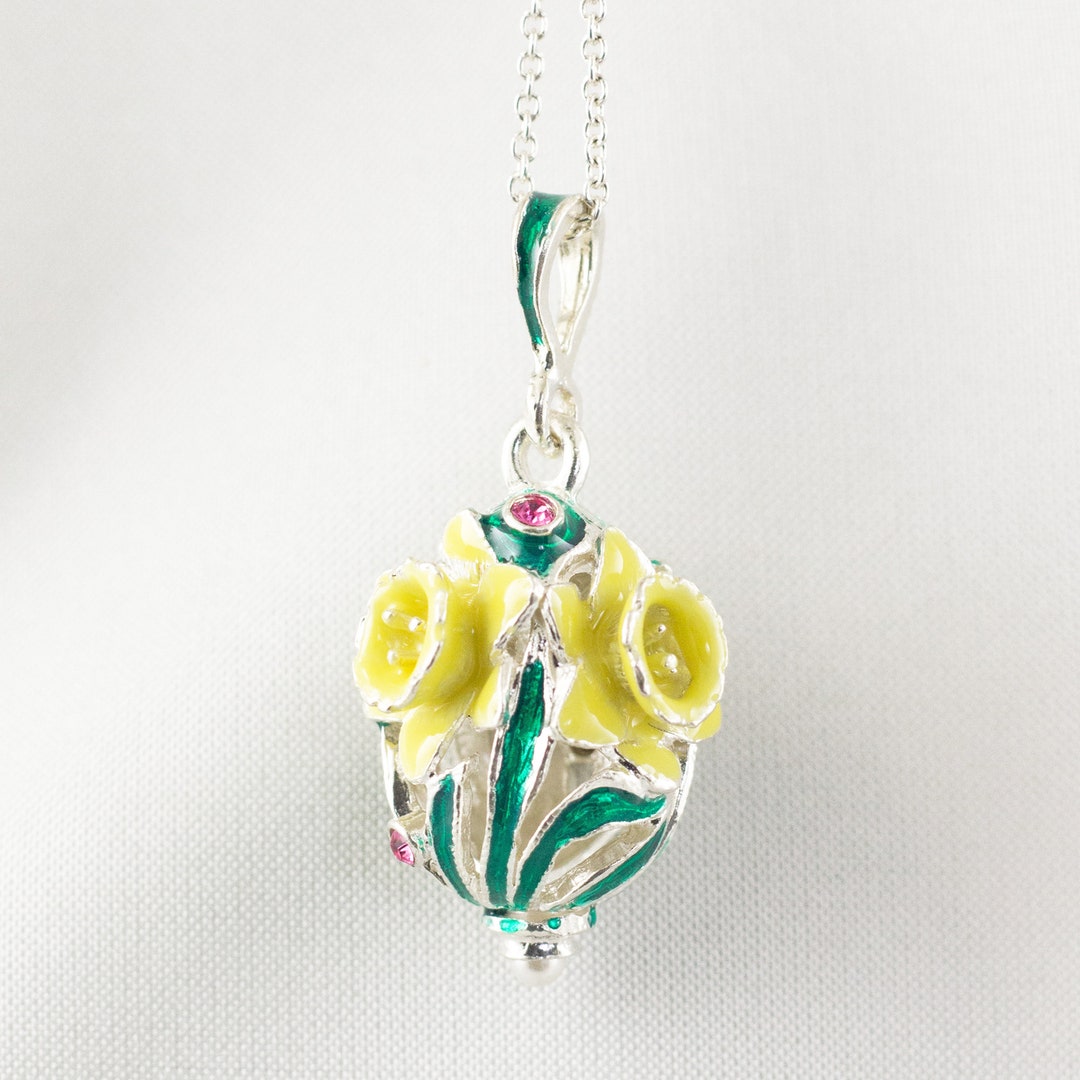 Daffodil Jewelry Floral Pendant, Sterling Silver Handmade Yellow ...