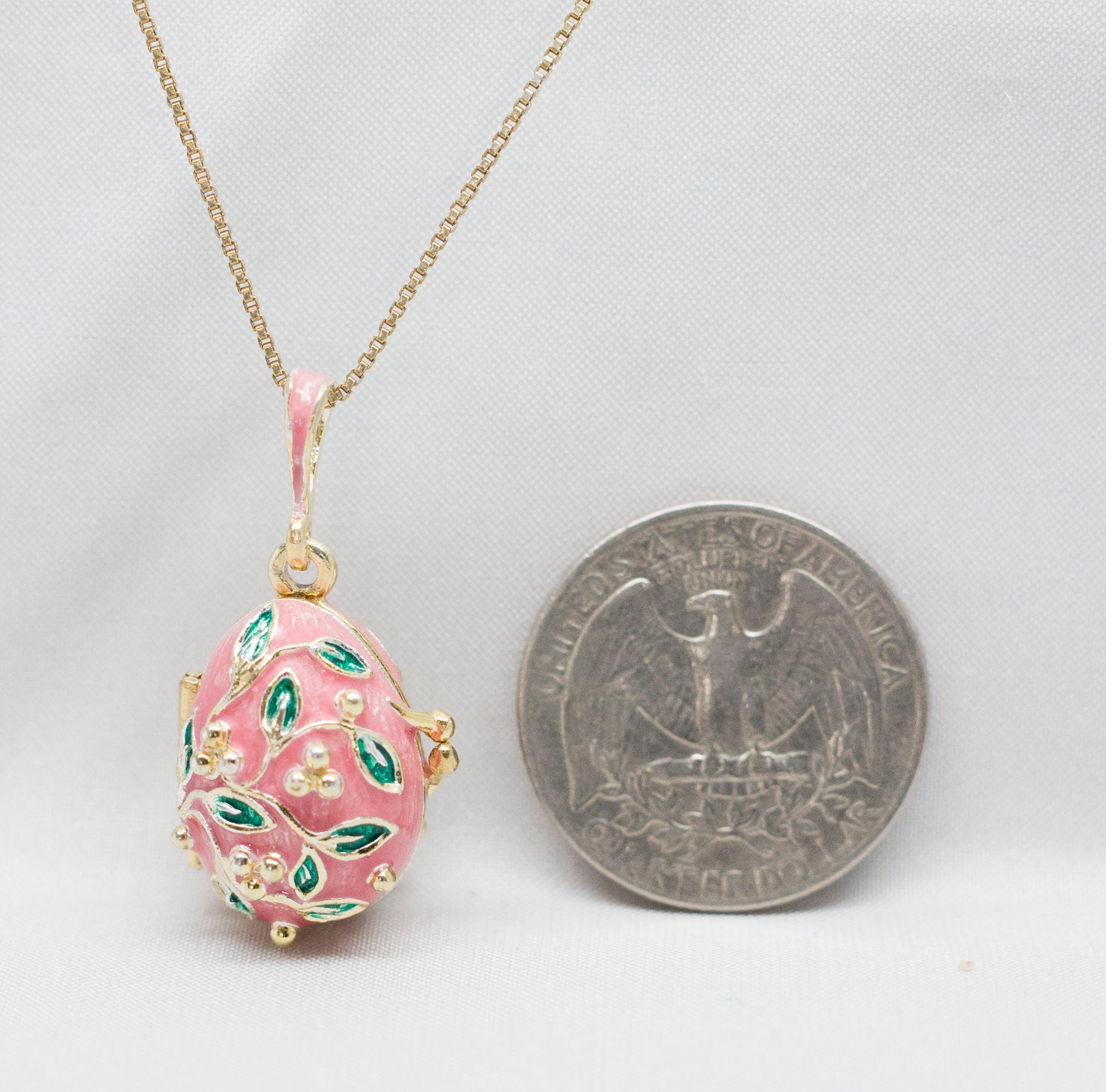 Pink Locket With Ladybug Surprise, Enameled Pendant, Sterling Silver 24 ...