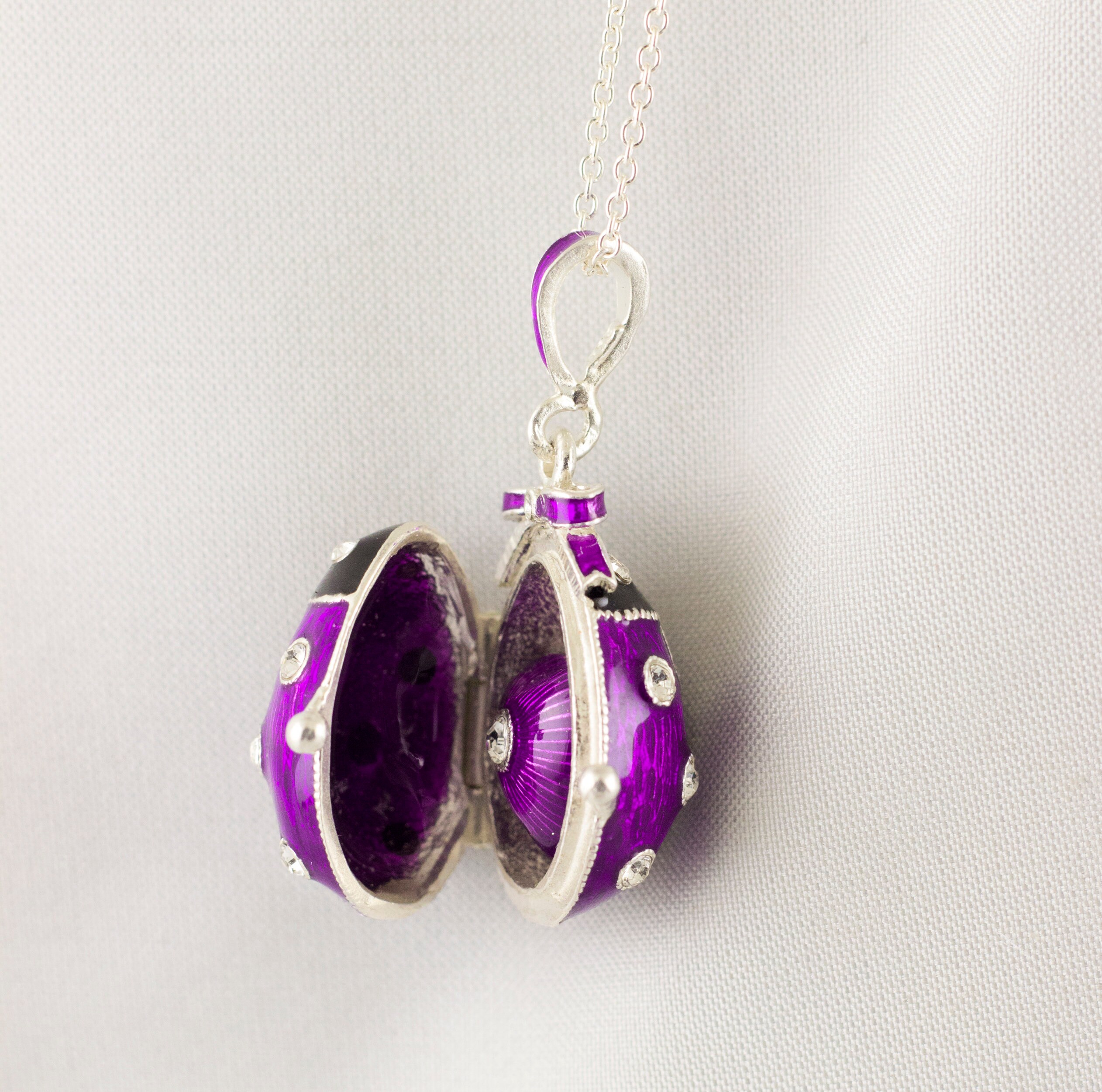 Ladybug Locket Purple Heart Surprise Pendant Egg Locket | Etsy